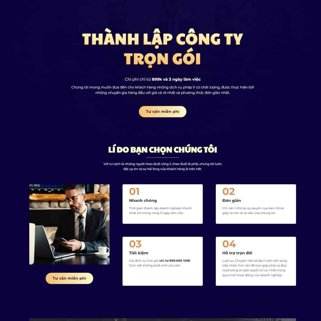 Giao Diện Website Landing Page Dịch Vụ Thành Lập Công Ty, Doanh Nghiệp ...