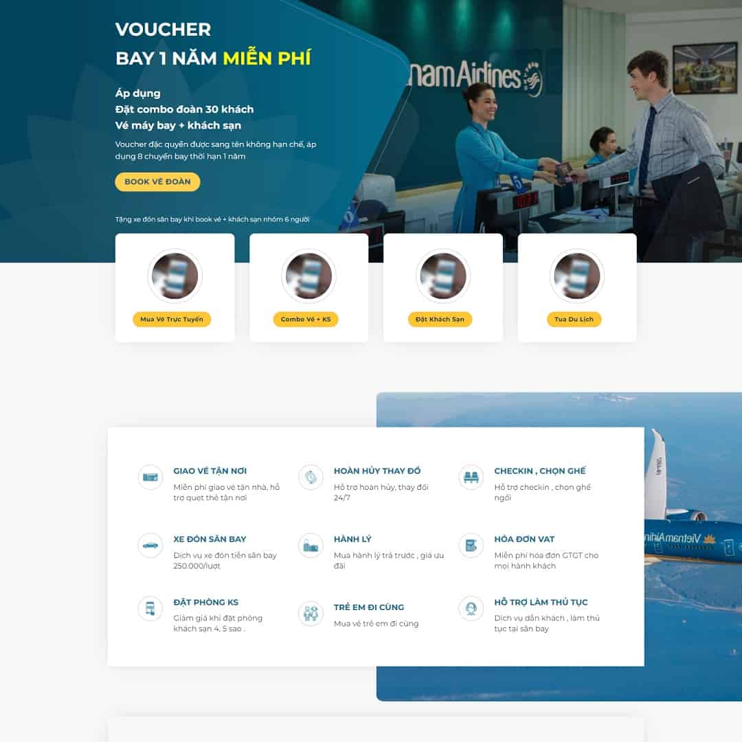 Giao Diện Website Landing Page Bán Vé Máy Bay - Tony Công